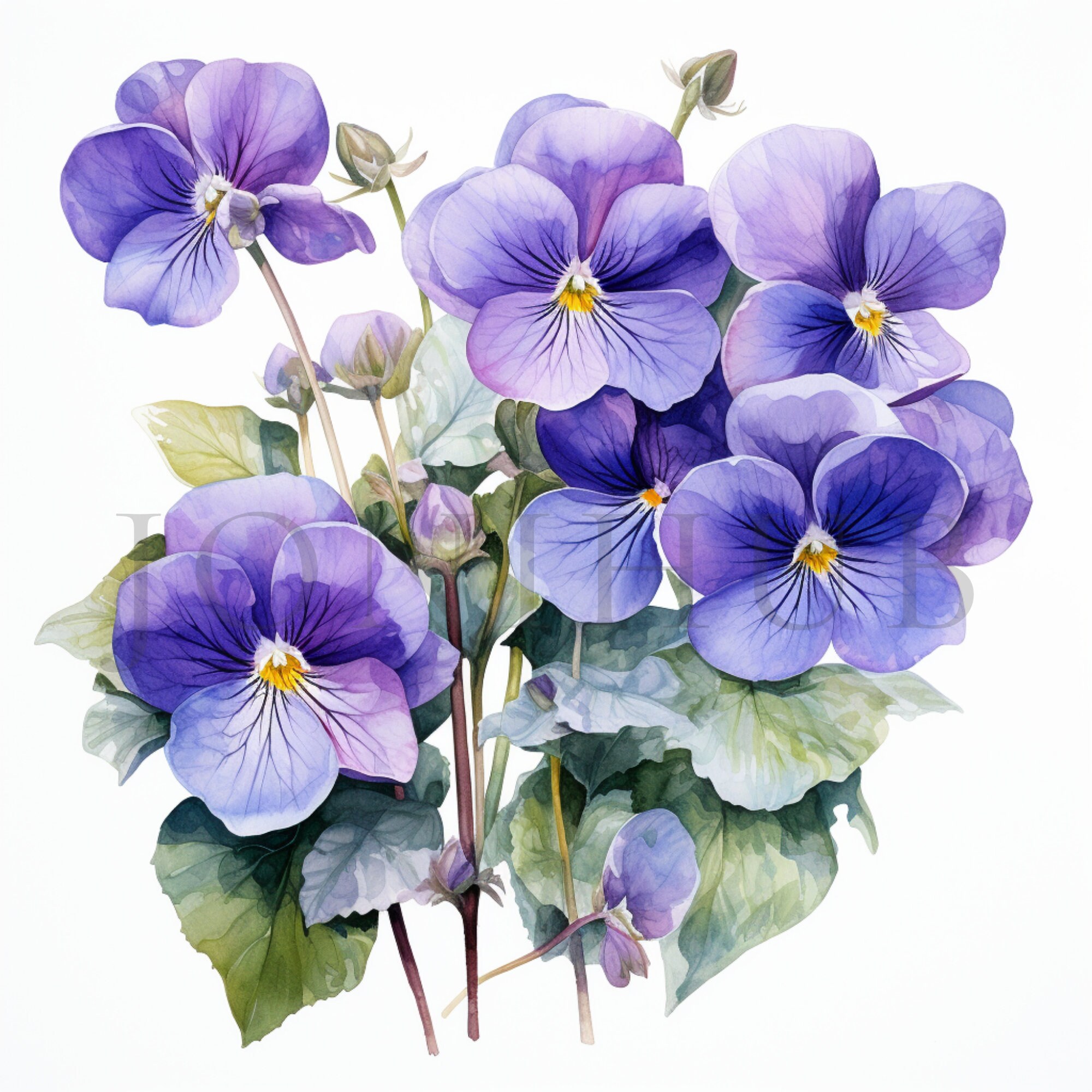 Violets Clipart | 10 High Quality Jpgs | Digital Download | Violets ...