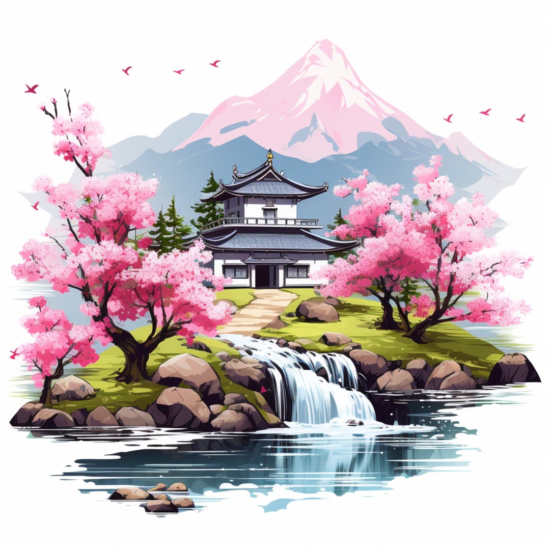 Japanese Landscape Clipart | 10 High Quality Jpgs | Watercolor Art ...