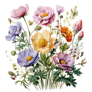 Summer Flowers Clipart | 10 High Quality Jpg's | Digital Download ...