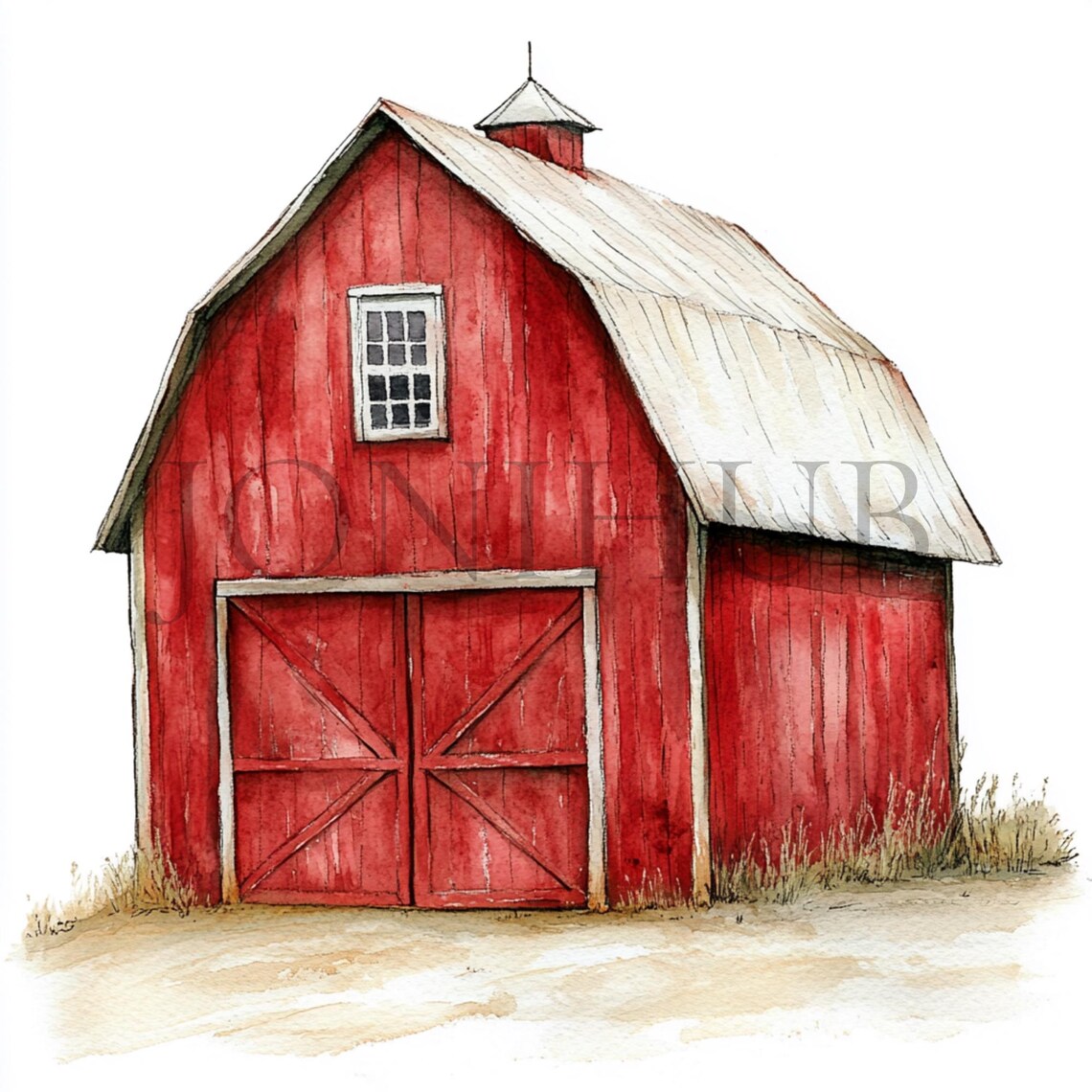 Red Barn Clipart 10 High Quality Jpg's Digital Download Farm Art Rural ...
