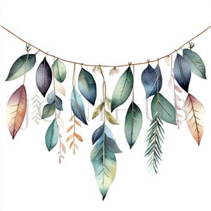 Boho Leaves Decor Clipart | 10 High Quality Jpgs | Instant Digital ...