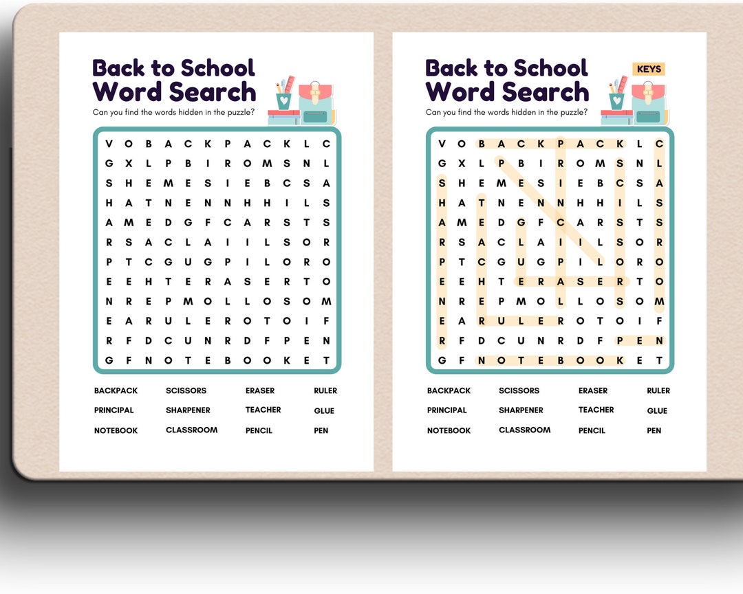 Back to School Word Search Puzzles Games Kids Printable Instant ...