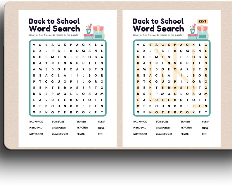 Back to School Word Search Puzzles Games Kids Printable Instant ...