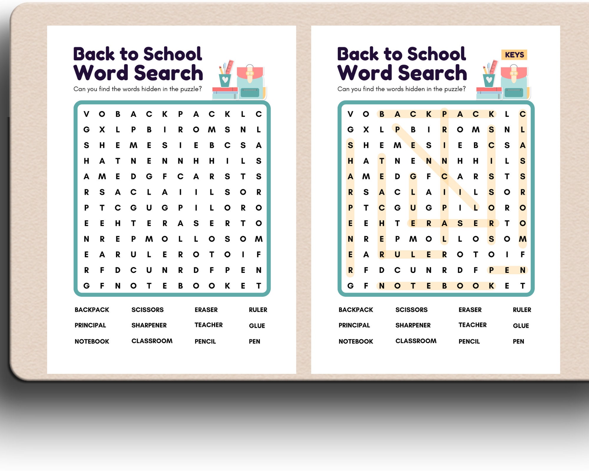 Back to School Word Search Puzzles Games Kids Printable Instant ...