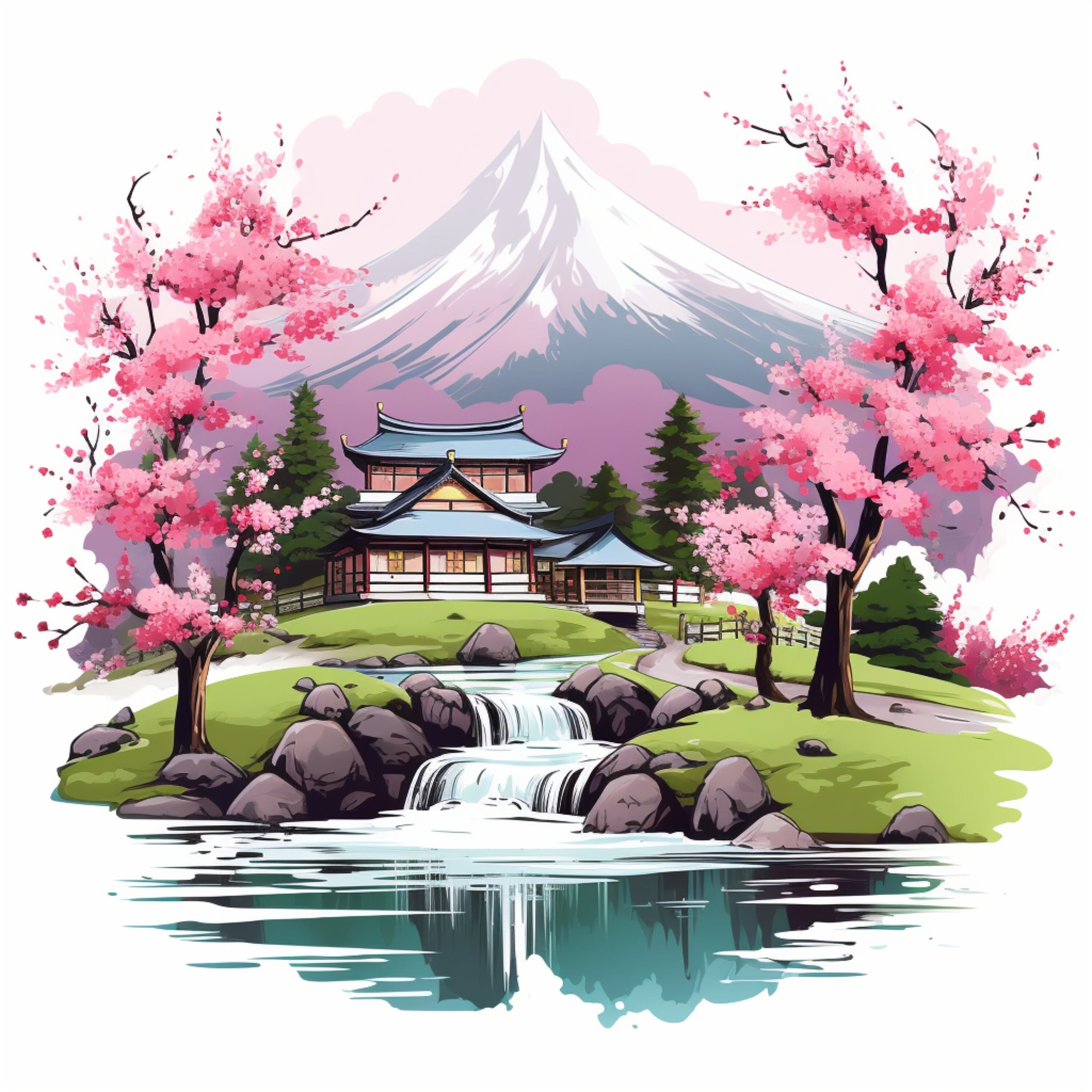 Japanese Landscape Clipart | 10 High Quality Jpgs | Digital Download ...