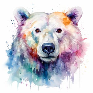 Colorful Polar Bear Clipart | 10 High Quality Jpgs | Digital Download ...
