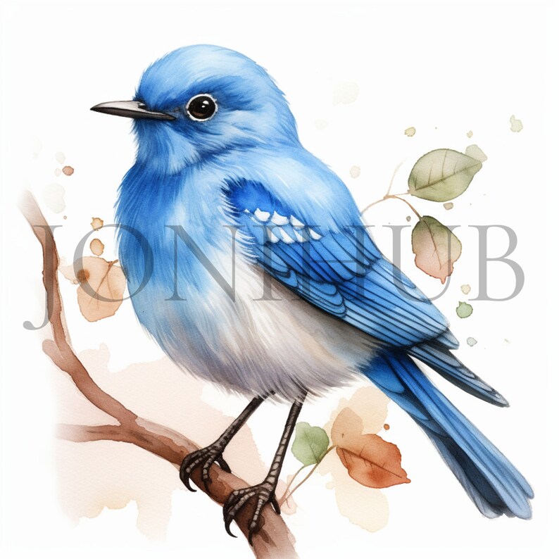 Watercolor Blue Bird Clipart 10 High Quality Jpg's Digital Download ...
