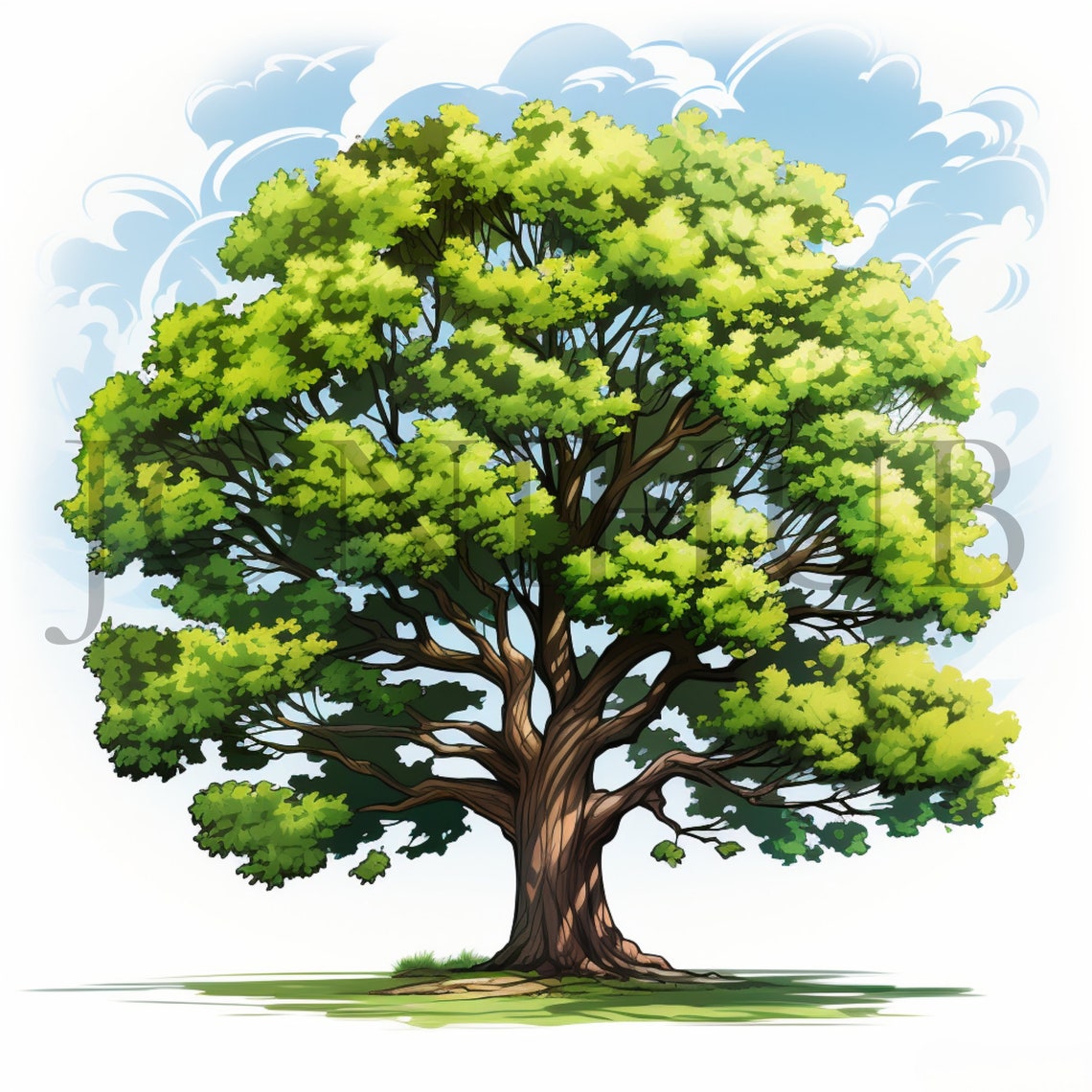 Oak Trees Clipart 10 High Quality Jpg's Digital Download Tree Graphics ...