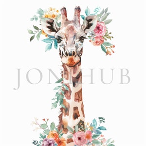 Floral Giraffes Clipart | 10 High Quality Jpgs | Digital Download ...