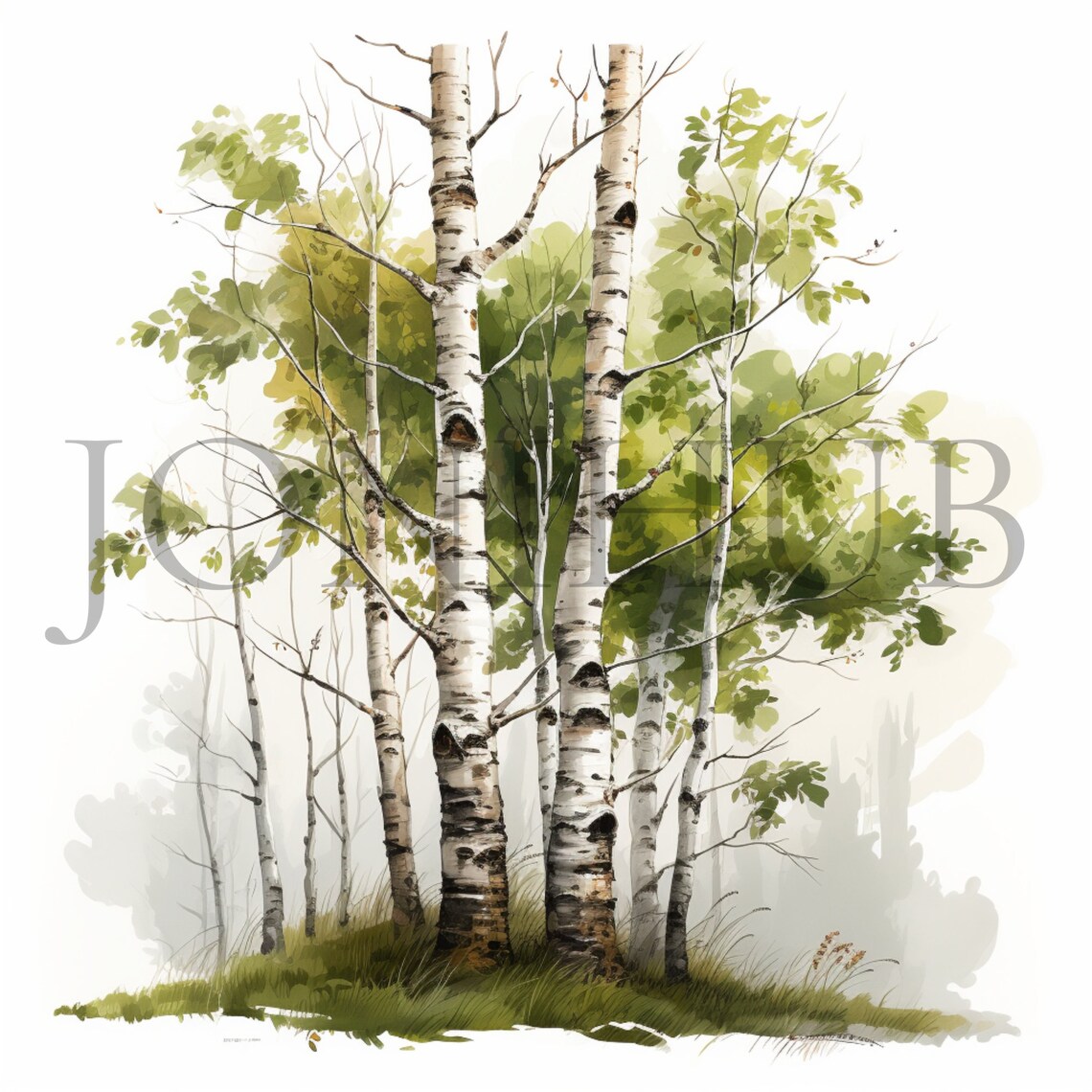 Forest Birch Trees Clipart 10 High Quality Jpg's Digital Download ...