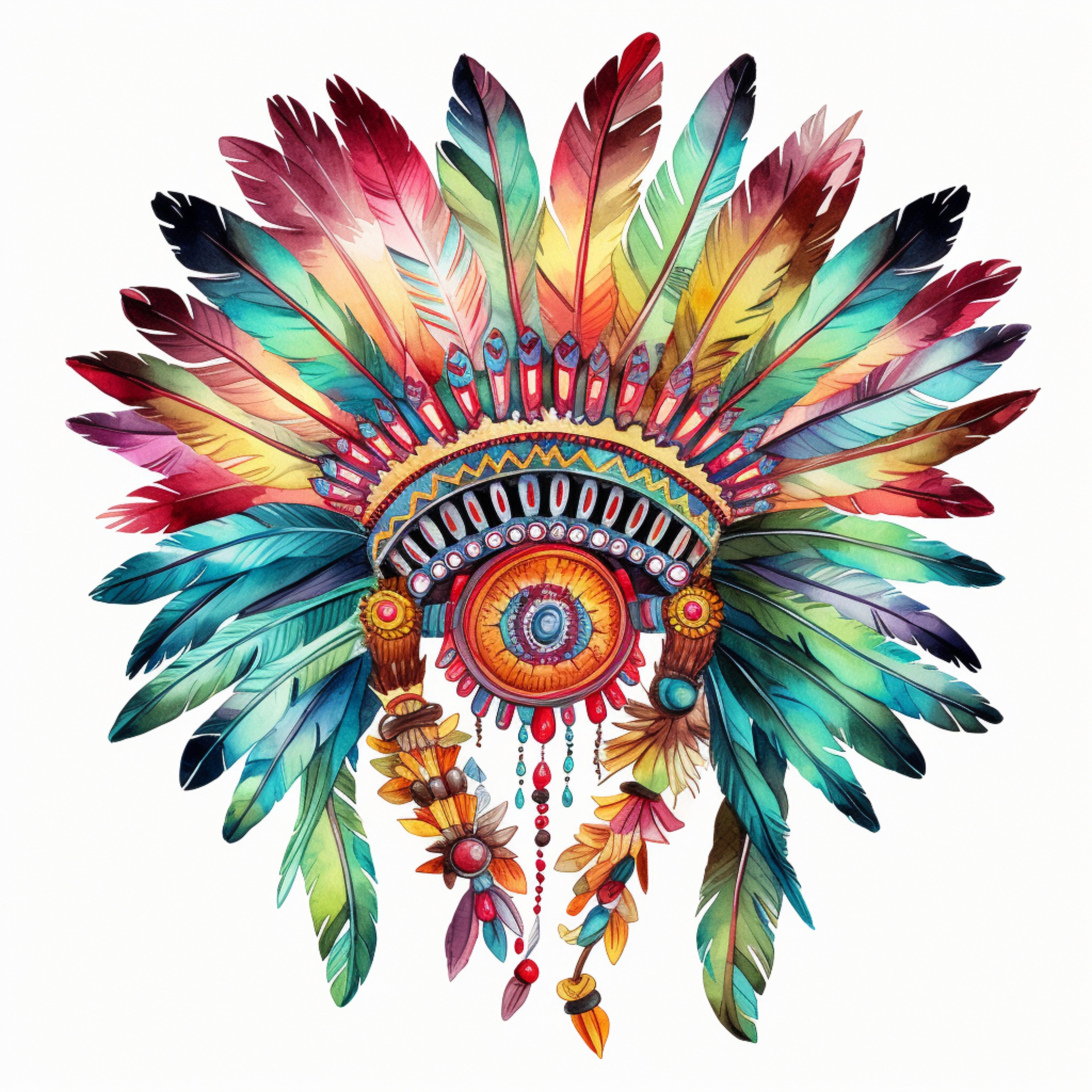 Native American Head Dress Clipart | 10 High Quality Jpgs | Instant ...