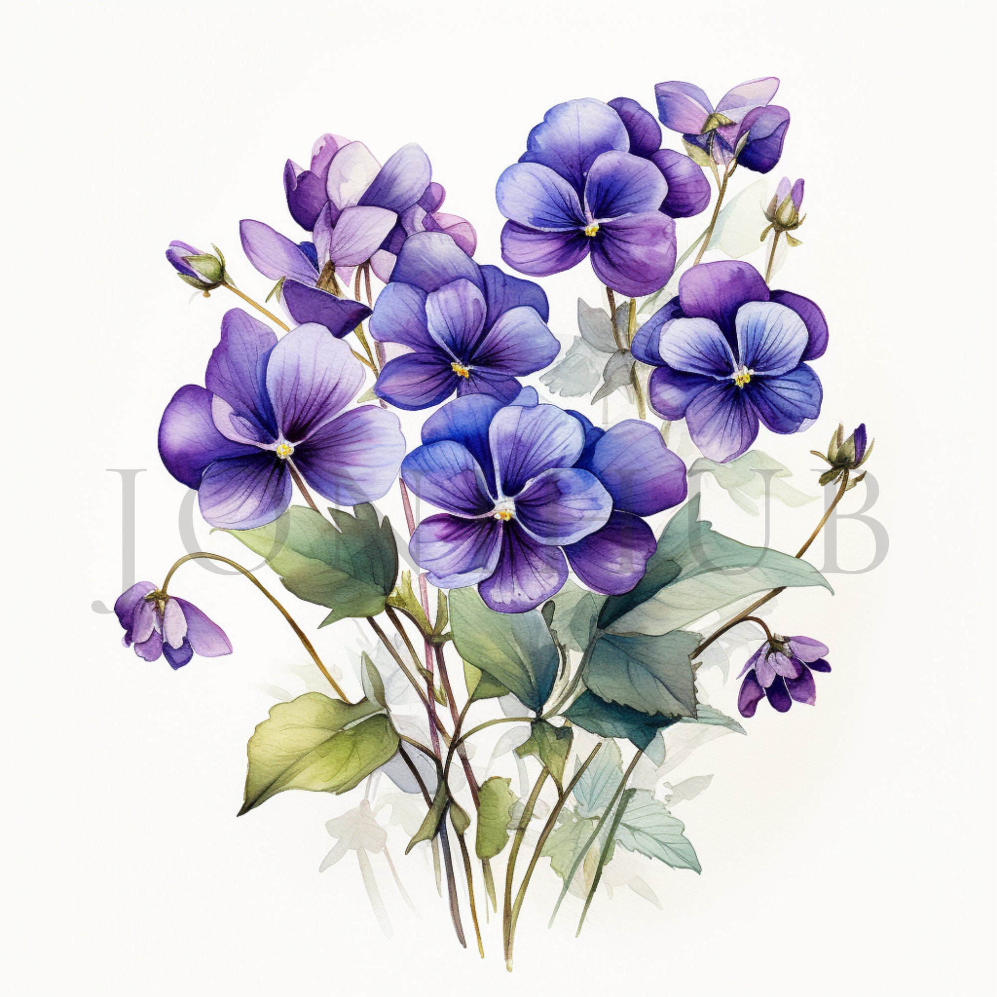 Violets Clipart | 10 High Quality Jpgs | Digital Download | Violets ...