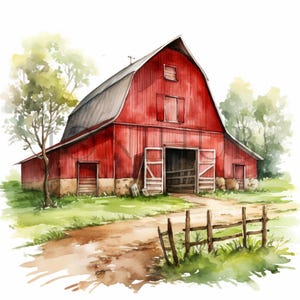 Red Barn Clipart | 10 High Quality Jpg's | Digital Download | Clipart ...