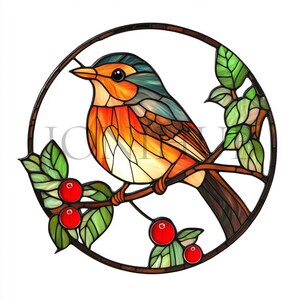 Stained Glass Robin Clipart | 10 High Quality Jpgs | Digital Download ...
