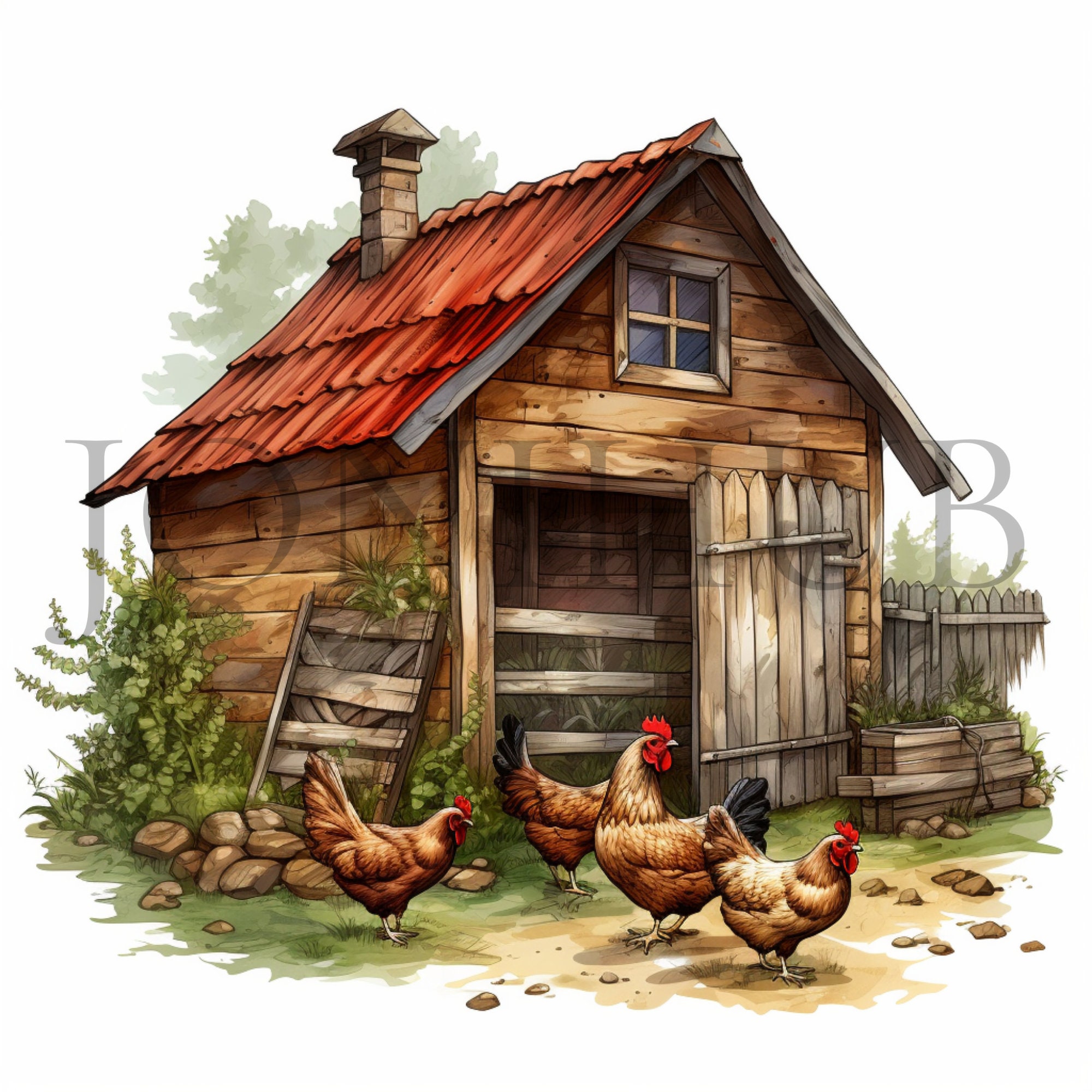 Chicken Coop Clipart | 10 High Quality Jpg's | Digital Download | Farm ...