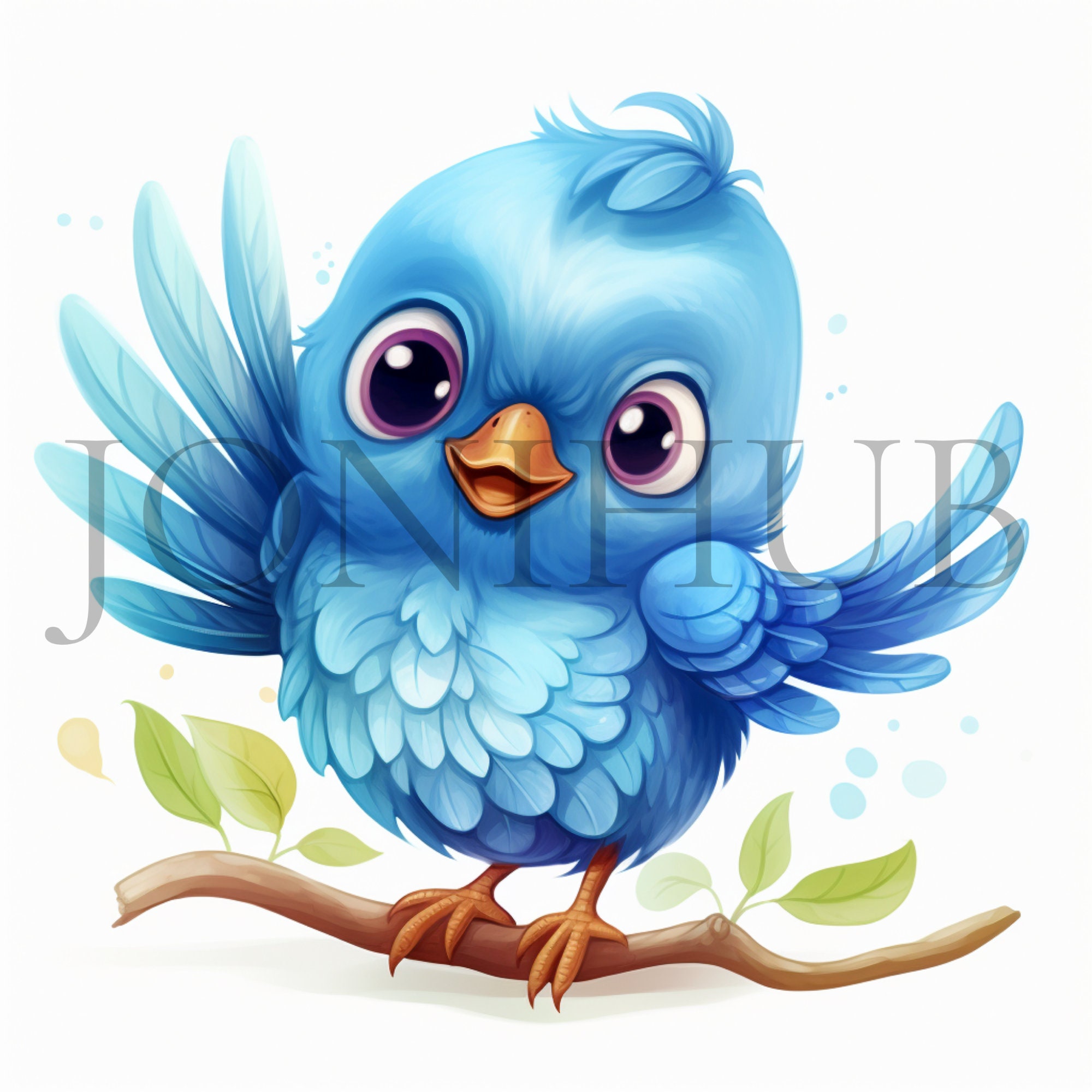 Watercolor Blue Bird Clipart 10 High Quality Jpg's Digital Download ...