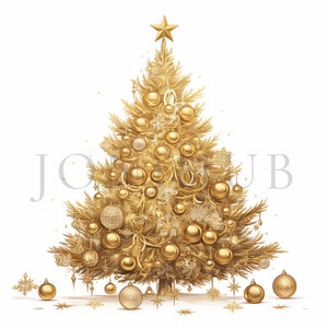 Gold Christmas Tree Clipart | 10 High Quality Jpg's | Digital Download ...