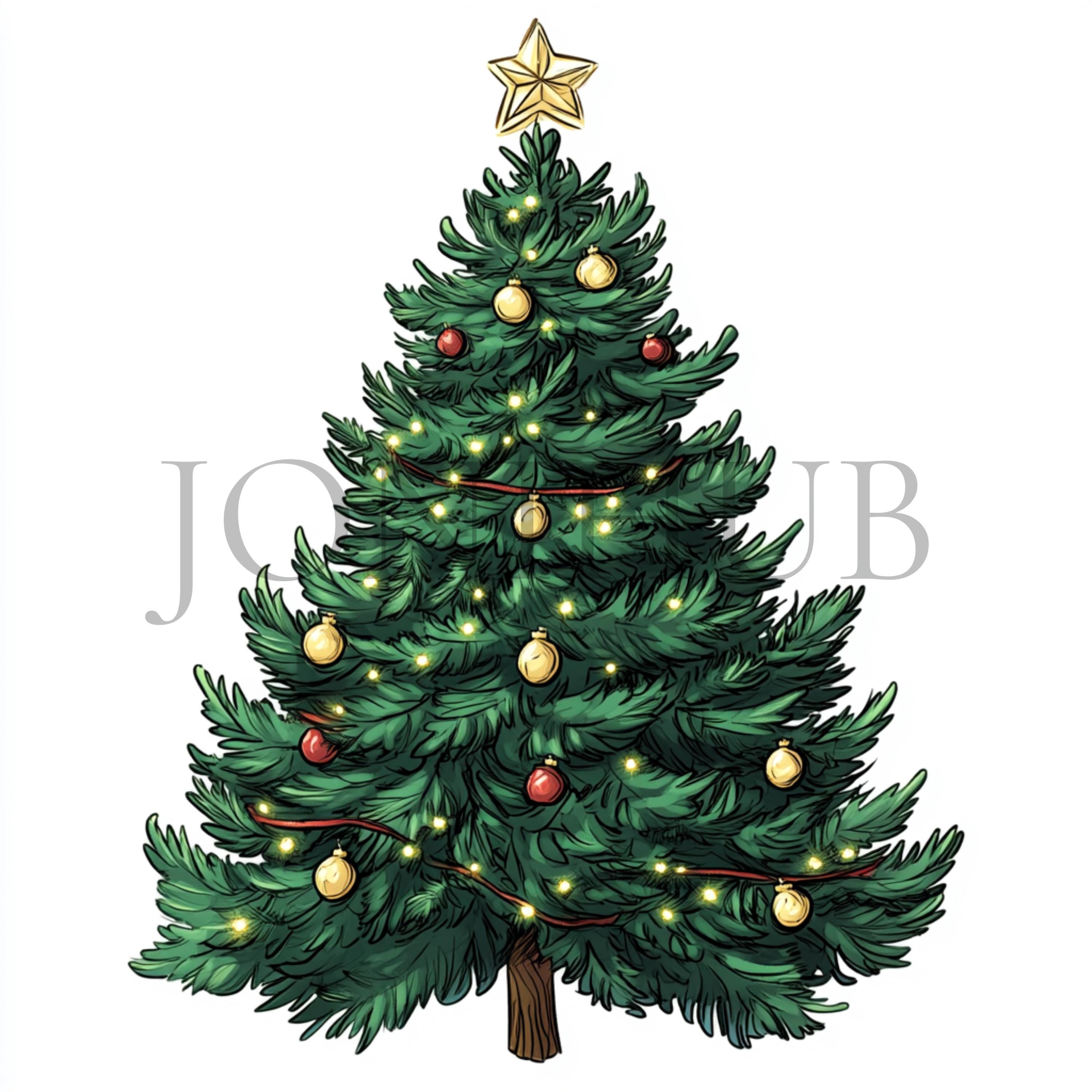 Christmas Tree Clipart 10 High Quality Jpg's Digital Download Holiday ...