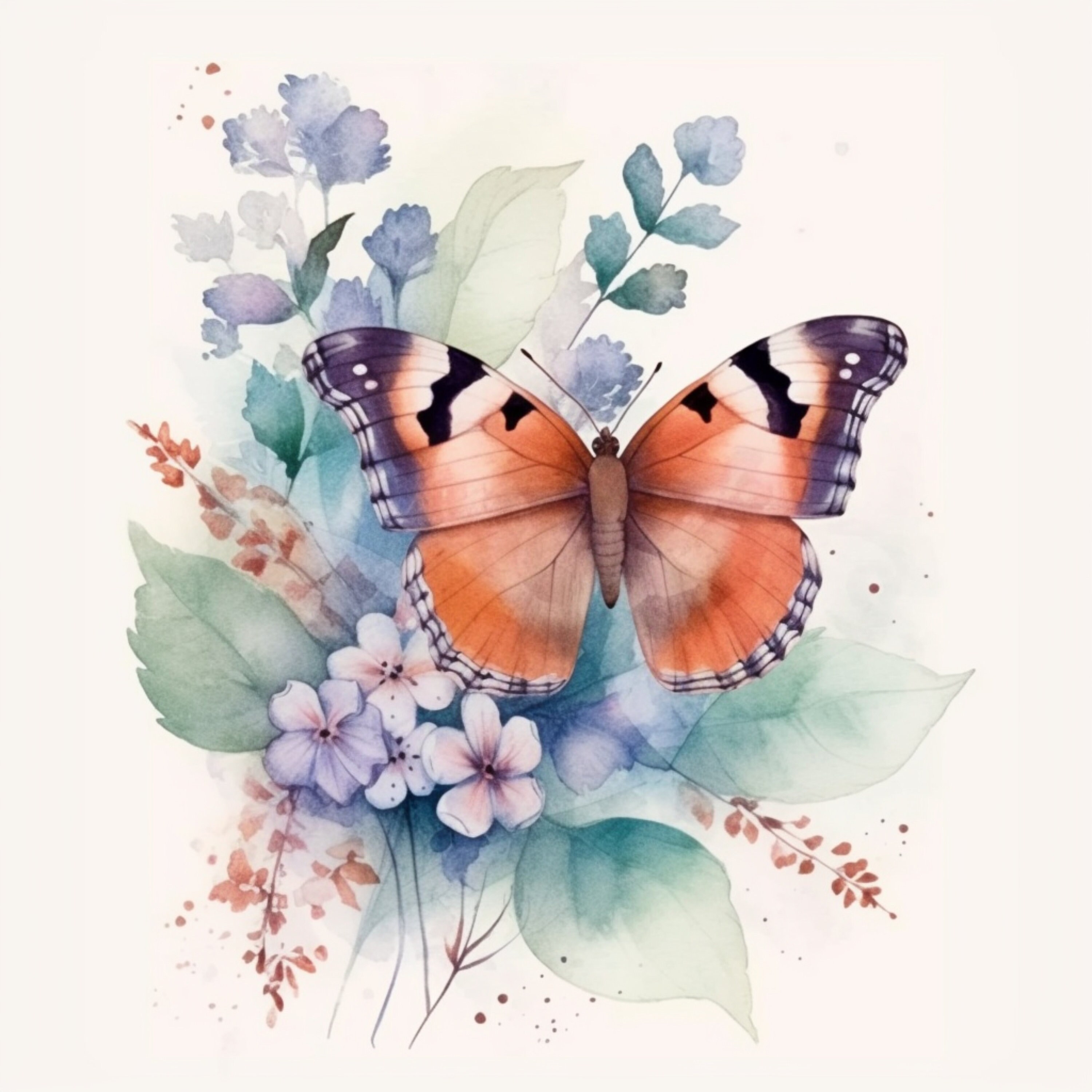 Flowers Butterfly Clipart Clip Art Digital Paper Craft 10 High Quality ...