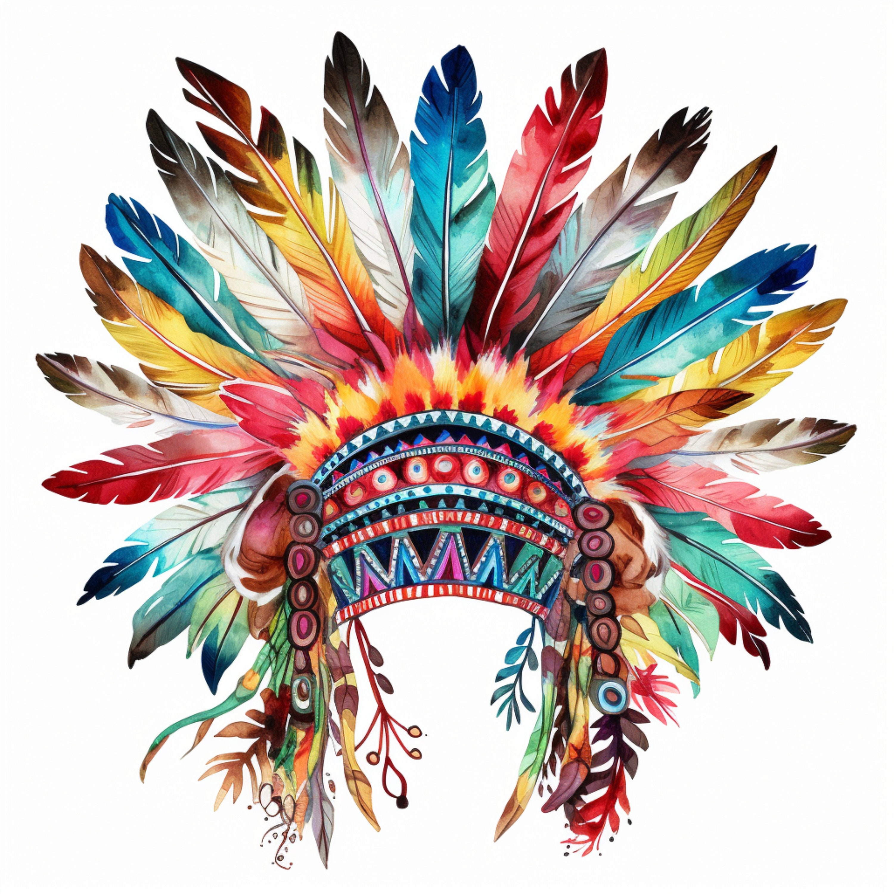 Native American Head Dress Clipart | 10 High Quality Jpgs | Instant ...