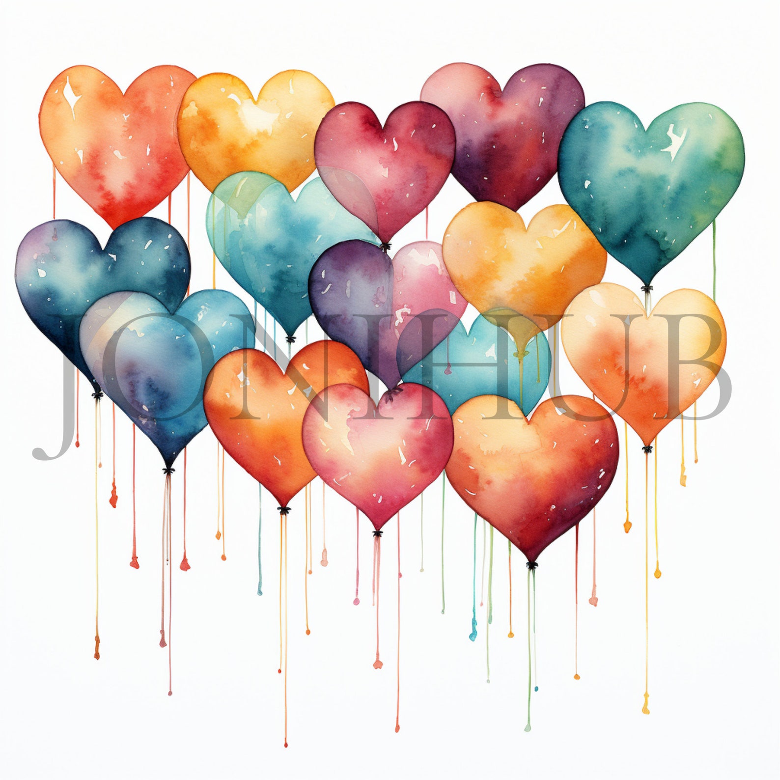 Hanging Hearts Clipart 10 High Quality Jpg's Digital Download Valentine ...