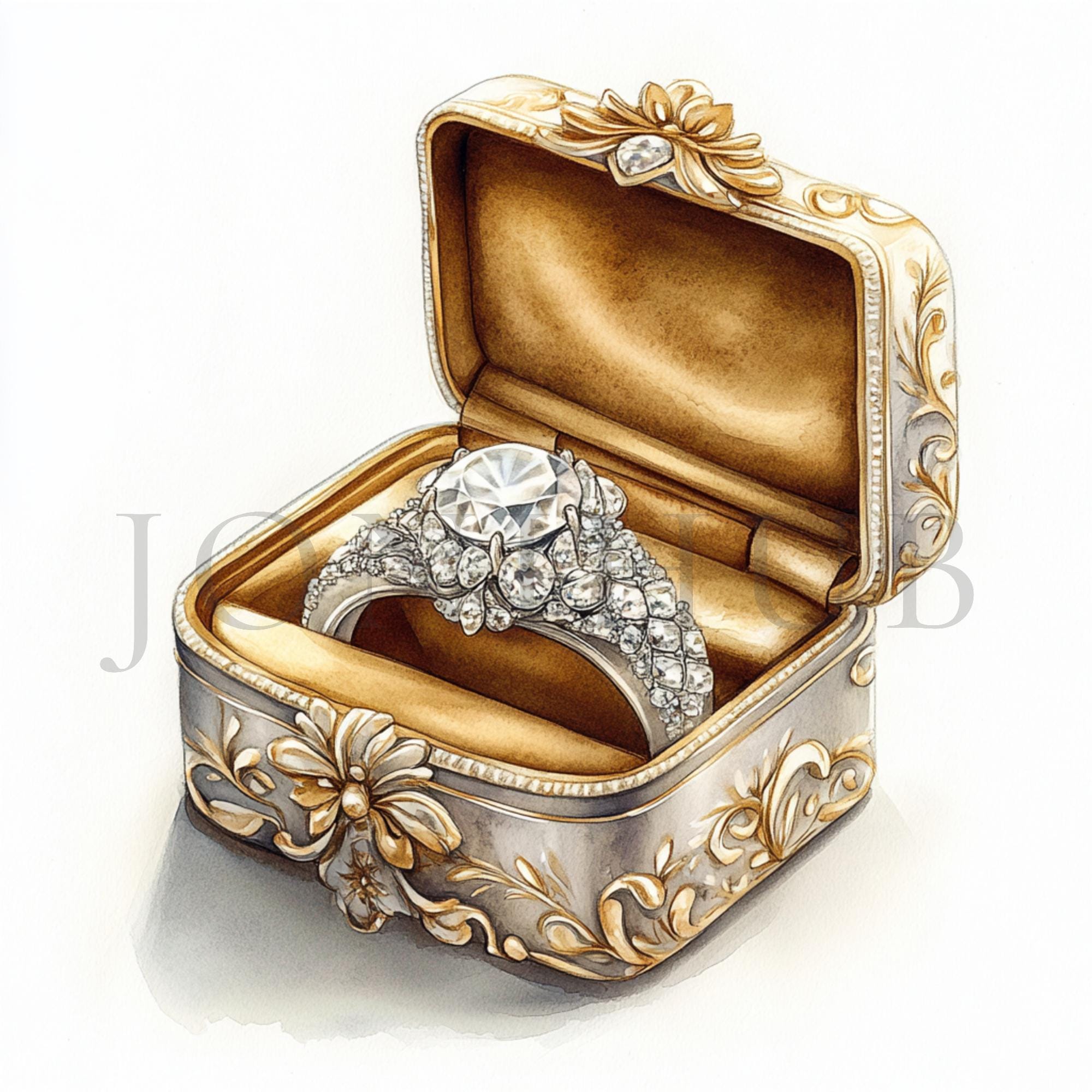 Engagement Ring Box Clipart | 10 High Quality Jpgs | Digital Download ...