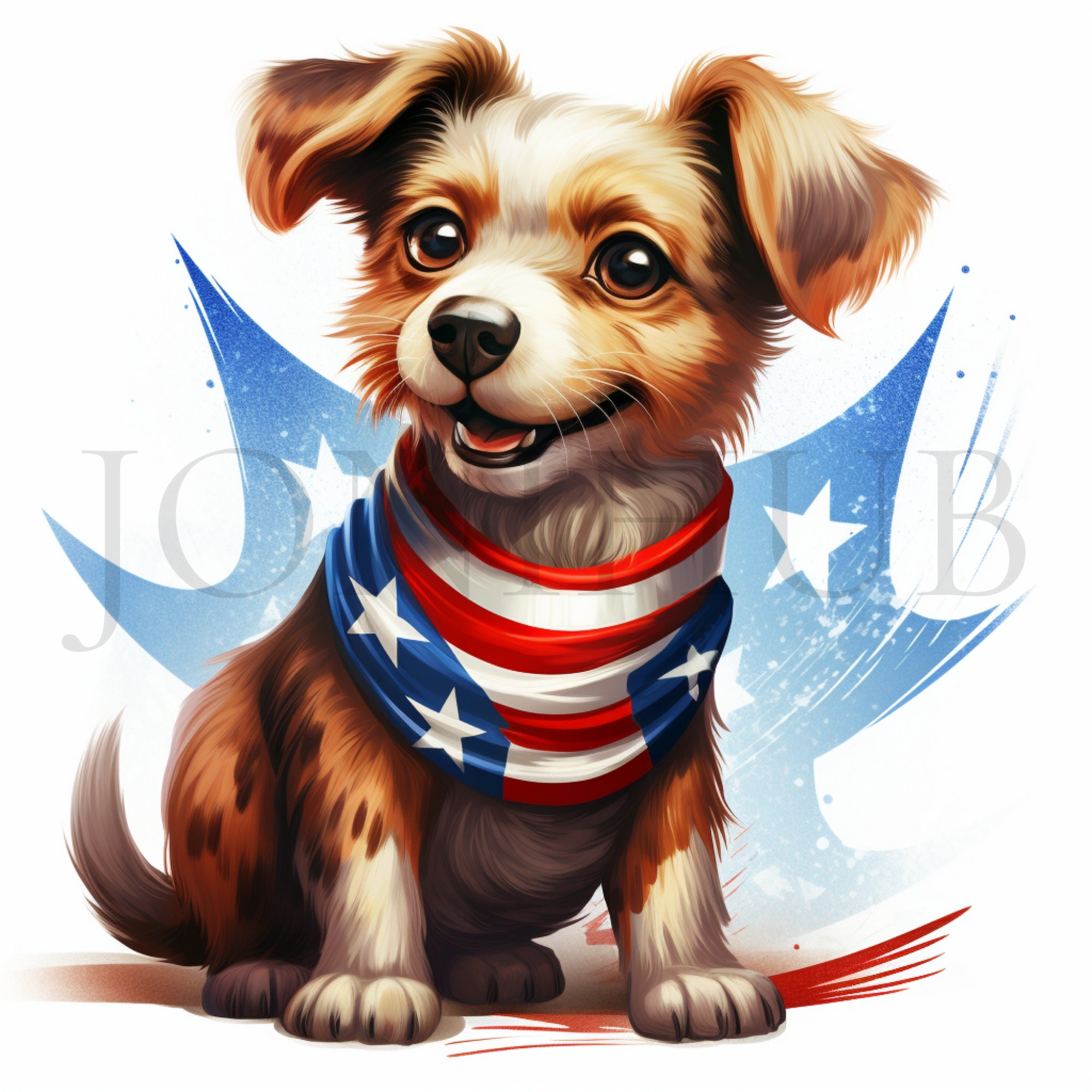 4th of July Dog Clipart 10 High Quality Jpgs Digital Download Patriotic ...