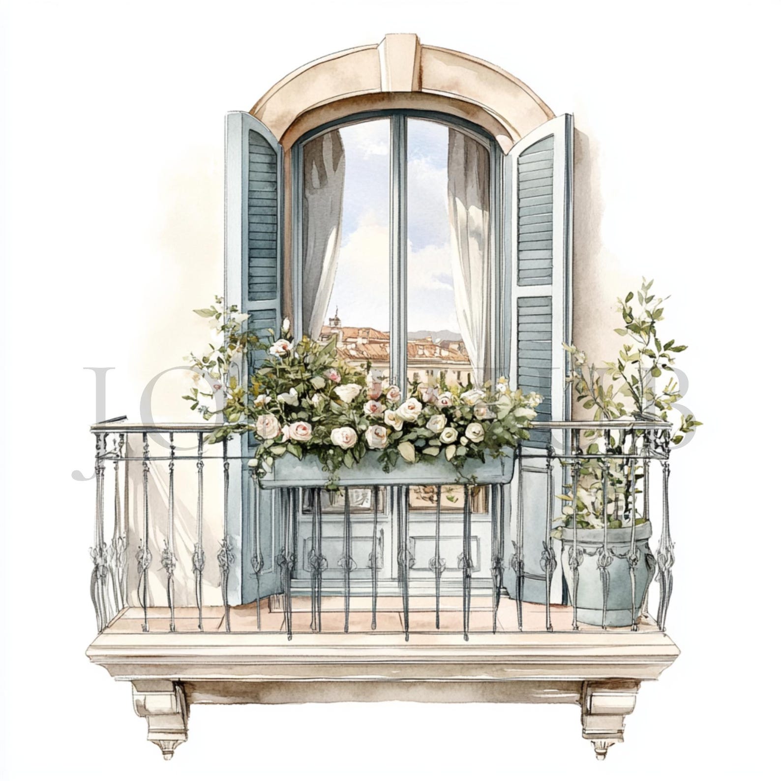 Floral Balcony Clipart | 10 High Quality Jpgs | Digital Download ...