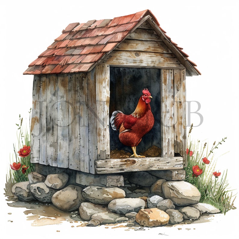 Chicken Coop Clipart 10 High Quality Jpg's Digital Download Chicken ...