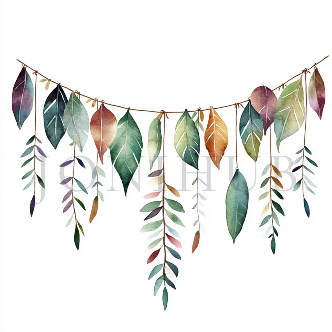 Boho Leaves Decor Clipart | 10 High Quality Jpgs | Instant Digital ...
