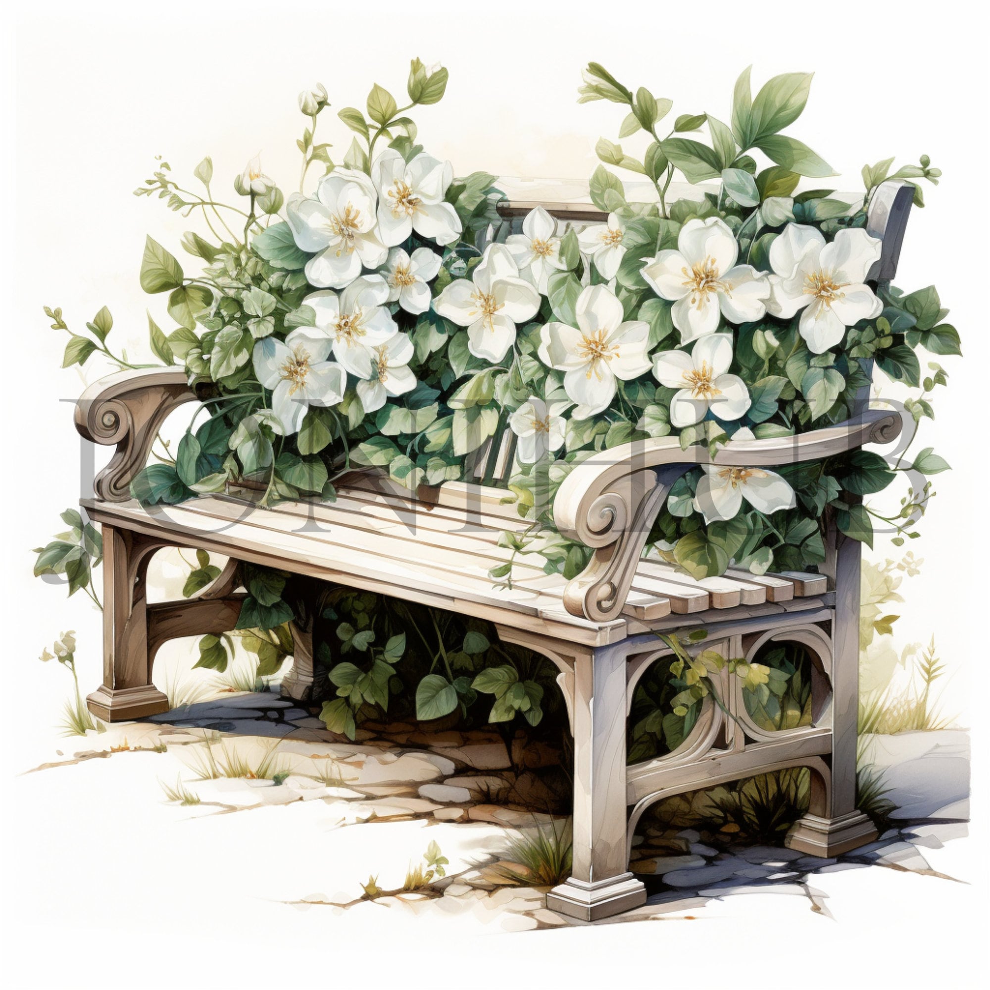 Floral Bench Clipart | 10 High Quality Jpg's | Digital Download ...