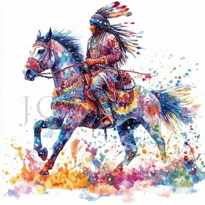 Native Indian on Horse Clipart | 10 High Quality Jpgs | Digital ...