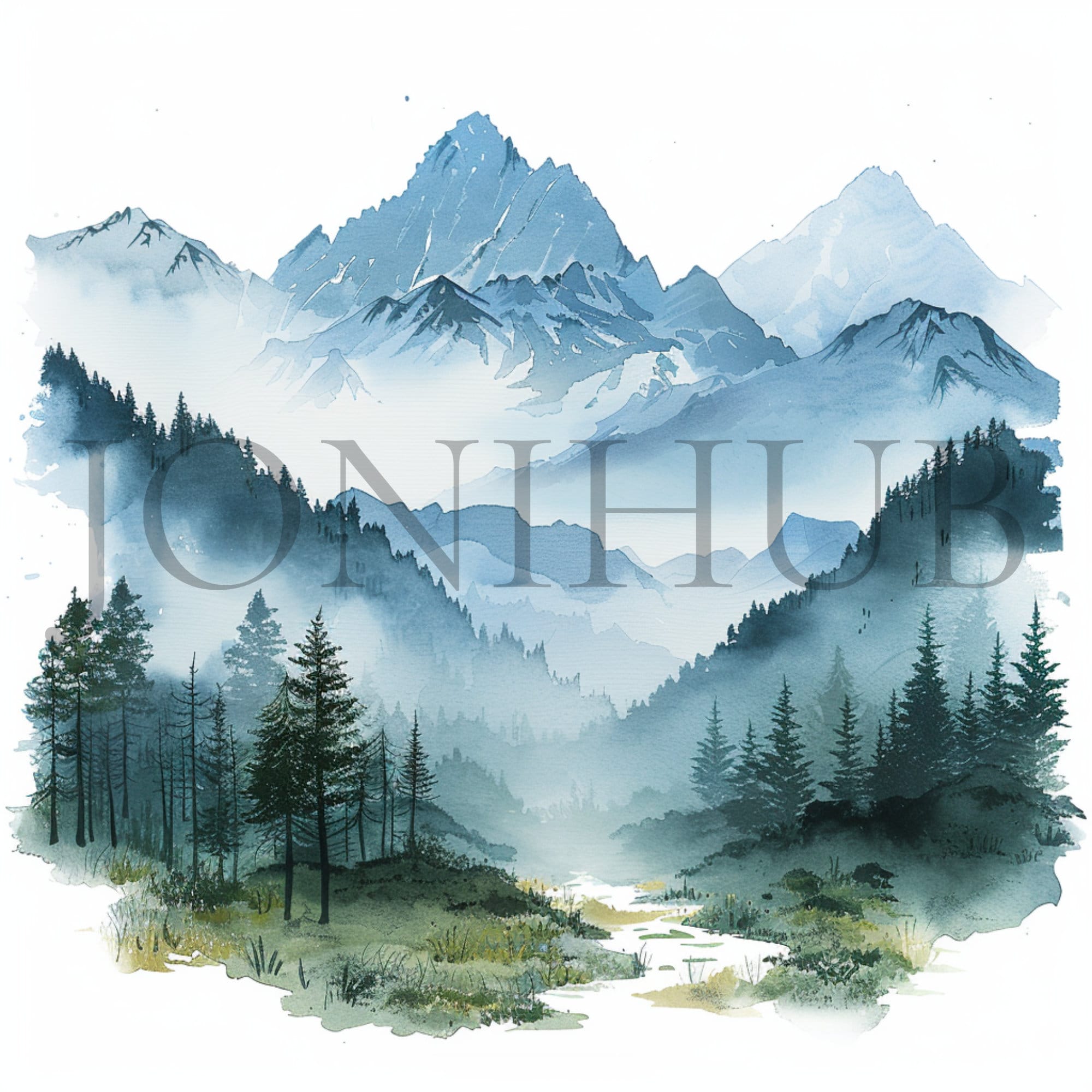 Mountain Landscape Clipart 10 High Quality Jpgs Digital Download Scenic ...