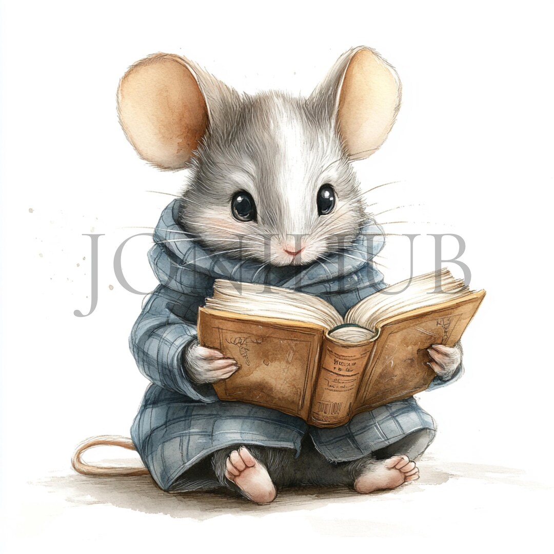 Mouse Reading Book Clipart | 10 High Quality Jpg's | Digital Download ...