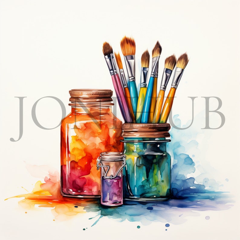 Paint Brushes Clipart 10 High Quality Jpg's Digital Download Card ...