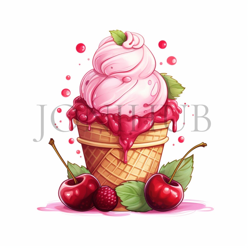Summer Ice Cream Clipart 10 High Quality Jpg's Digital Download Dessert ...