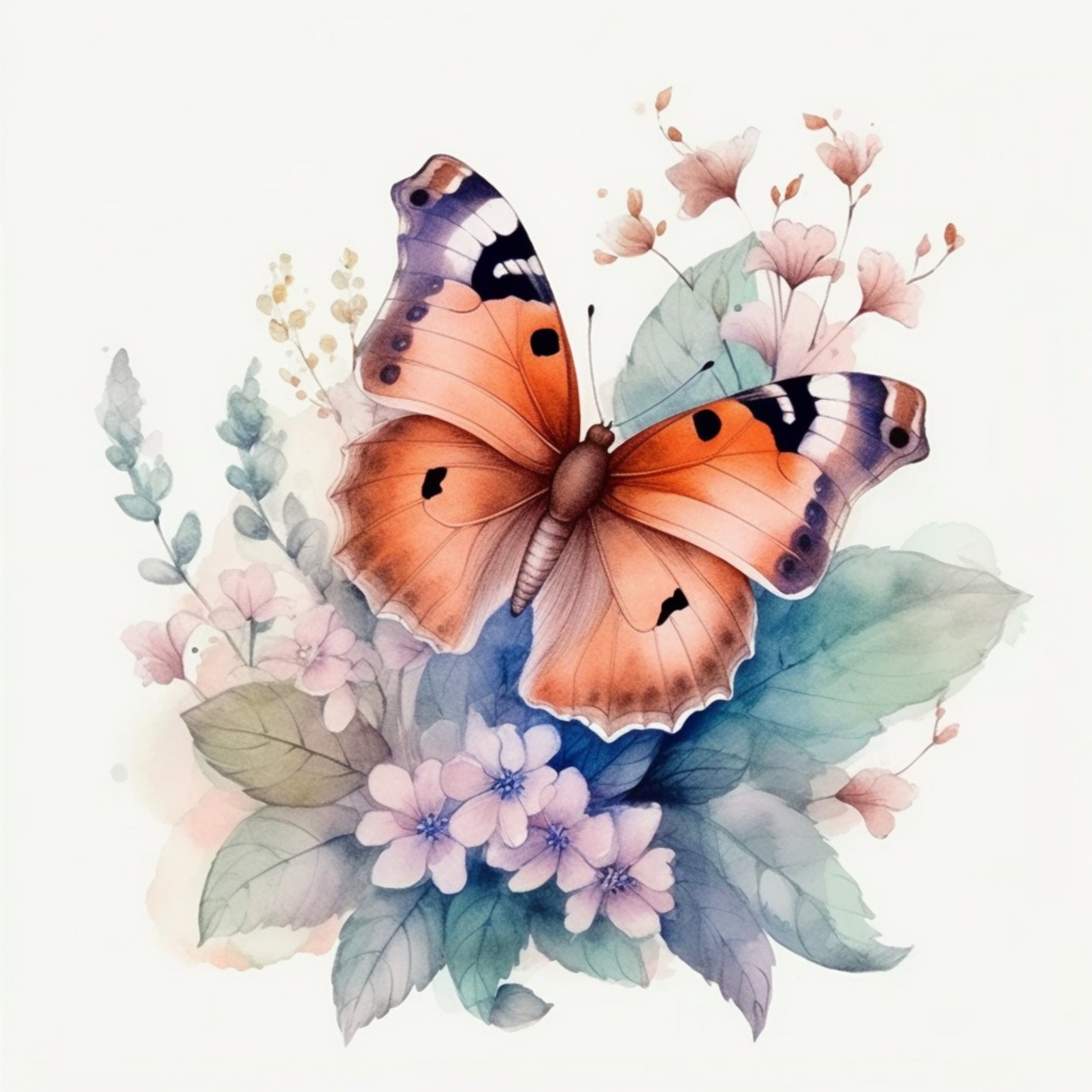 Flowers Butterfly Clipart Clip Art Digital Paper Craft 10 High Quality ...