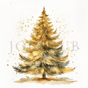 Gold Christmas Tree Clipart | 10 High Quality Jpg's | Digital Download ...