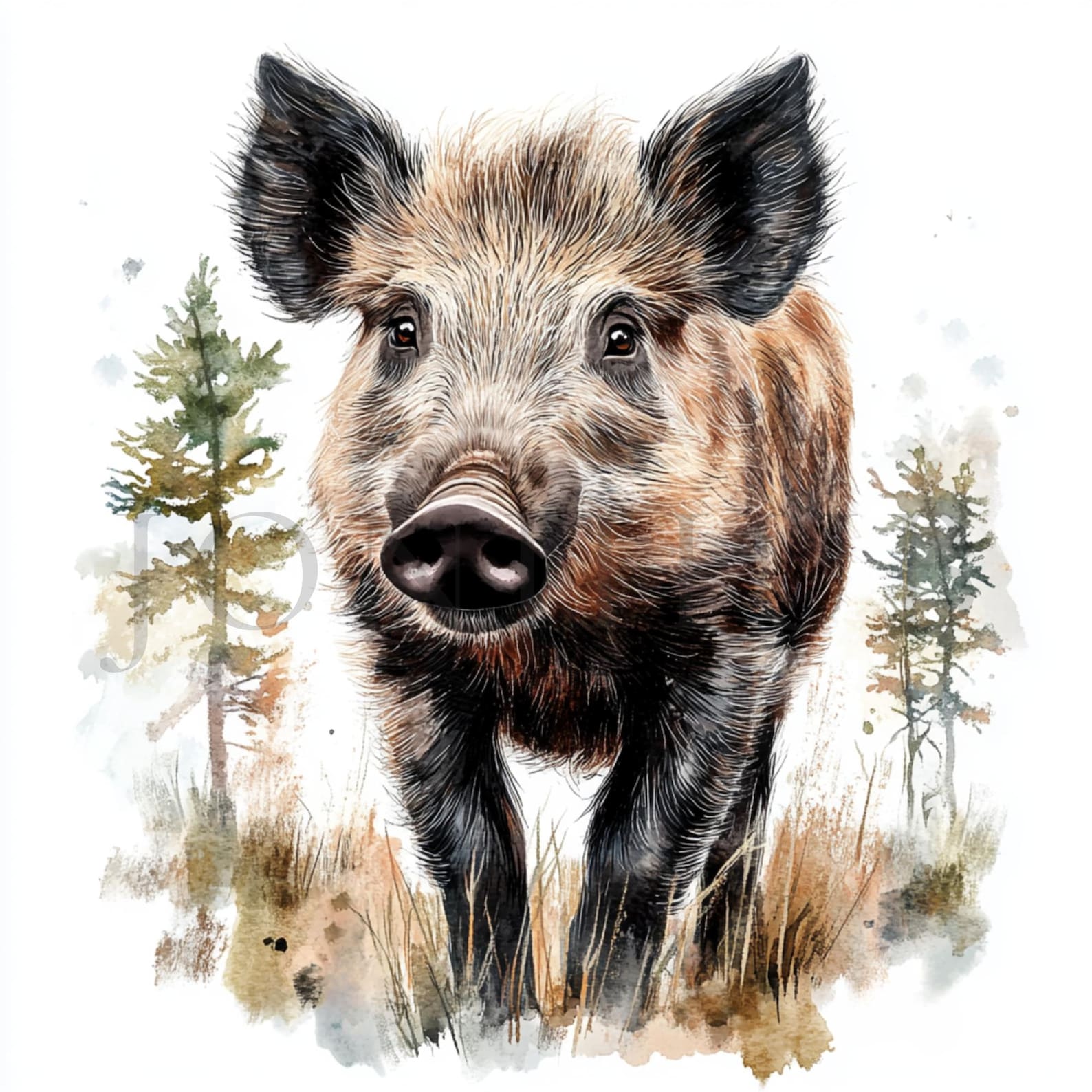 Wild Boar in Forest Clipart | 10 High Quality Jpgs | Digital Download ...