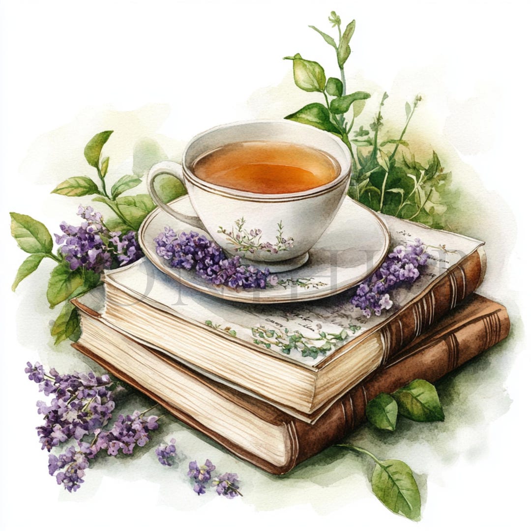 Tea and Book Clipart | 10 High Quality Jpgs | Digital Download | Paper ...
