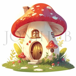 Mushroom House Clipart | 10 High Quality Jpg's | Digital Download ...