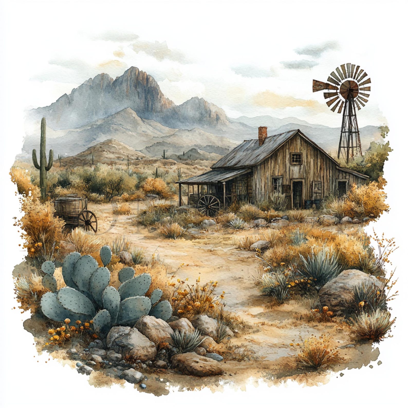 Old West Landscape Clipart | 10 High Quality Jpgs | Instant Digital ...