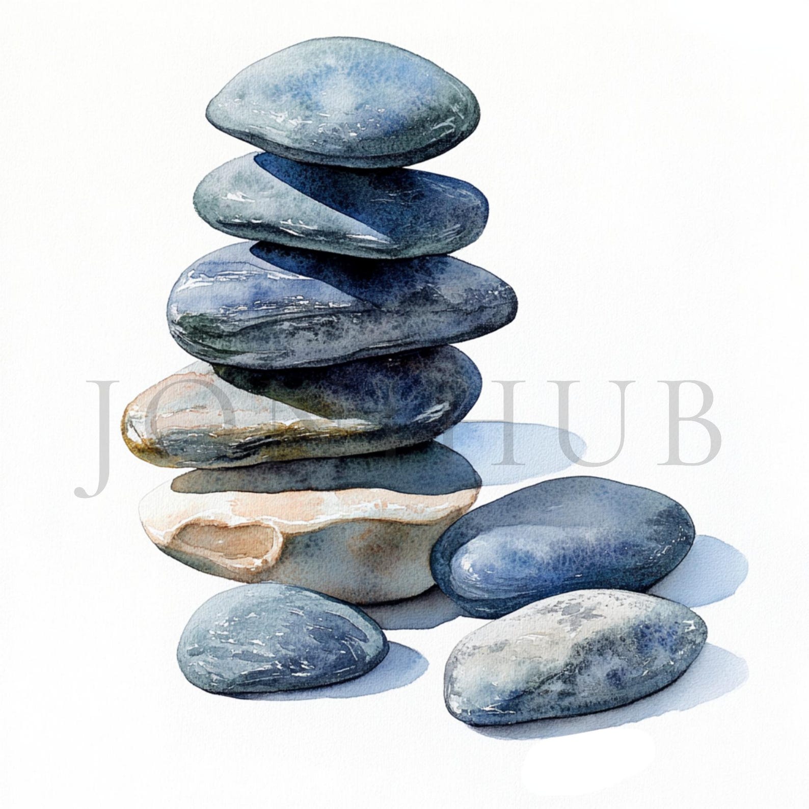 14 Zen Stones Art Clipart, Zen Poster, Printable Watercolor Clipart ...
