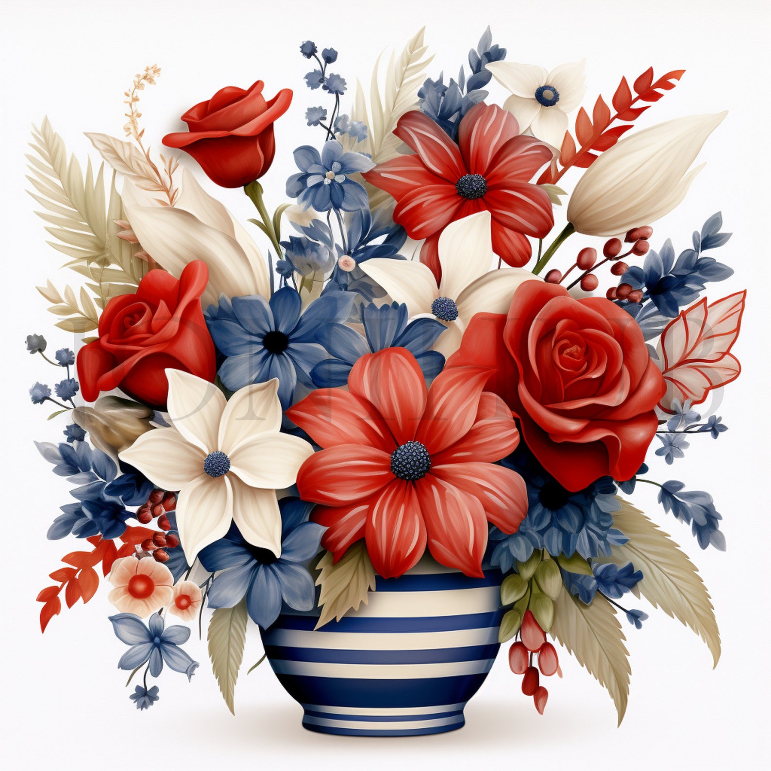 Watercolor 4th of July Floral Clipart Set | 10 High Quality Jpgs ...