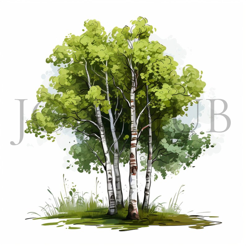 Forest Birch Trees Clipart 10 High Quality Jpg's Digital Download ...