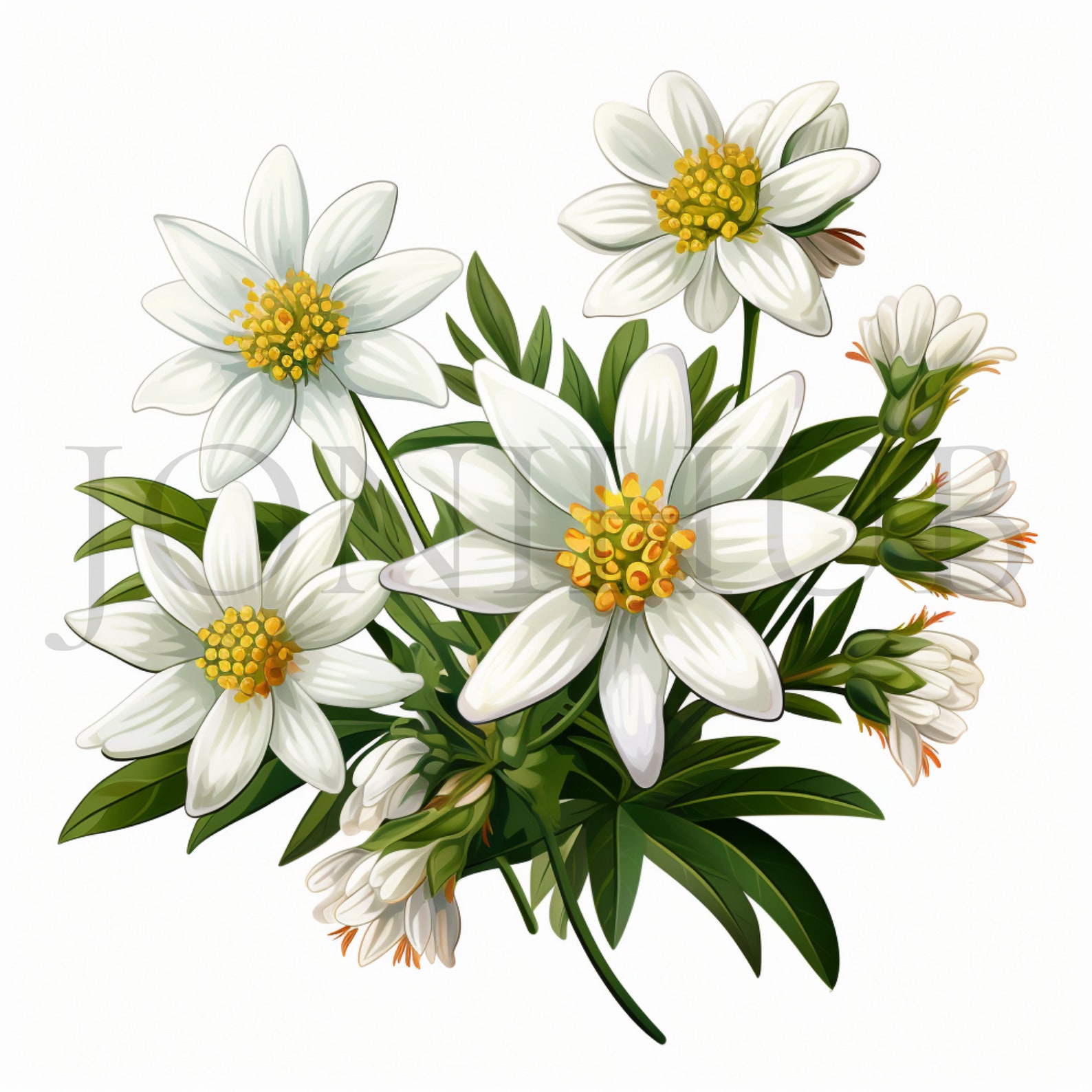 Edelweiss Clipart | 10 High Quality Jpg's | Digital Download | Floral ...