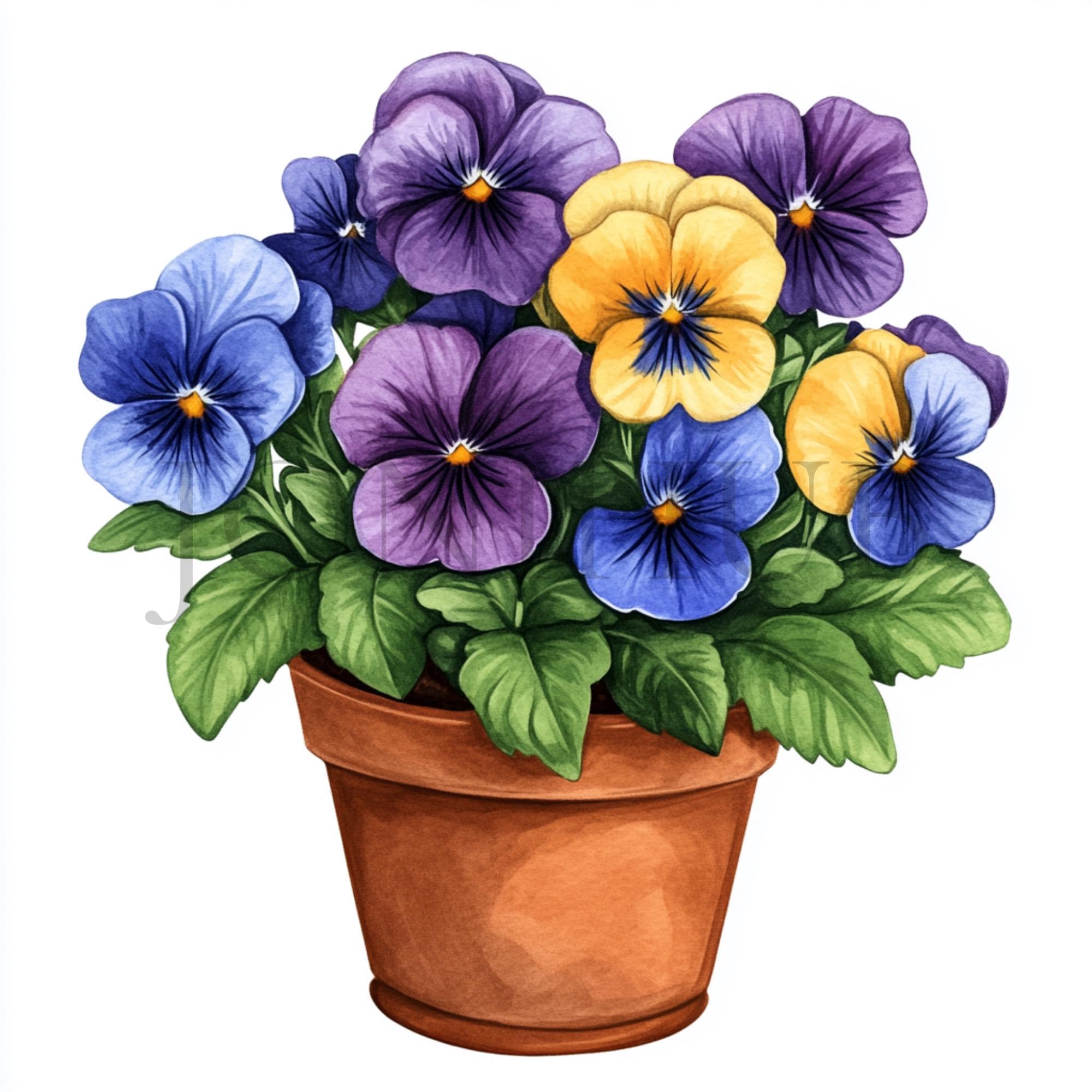 Pot of Pansies Clipart | 10 High Quality Jpg's | Digital Download ...