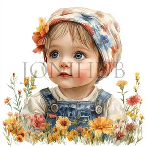 Baby in Flowers Clipart | 10 High Quality Jpg's | Digital Download ...