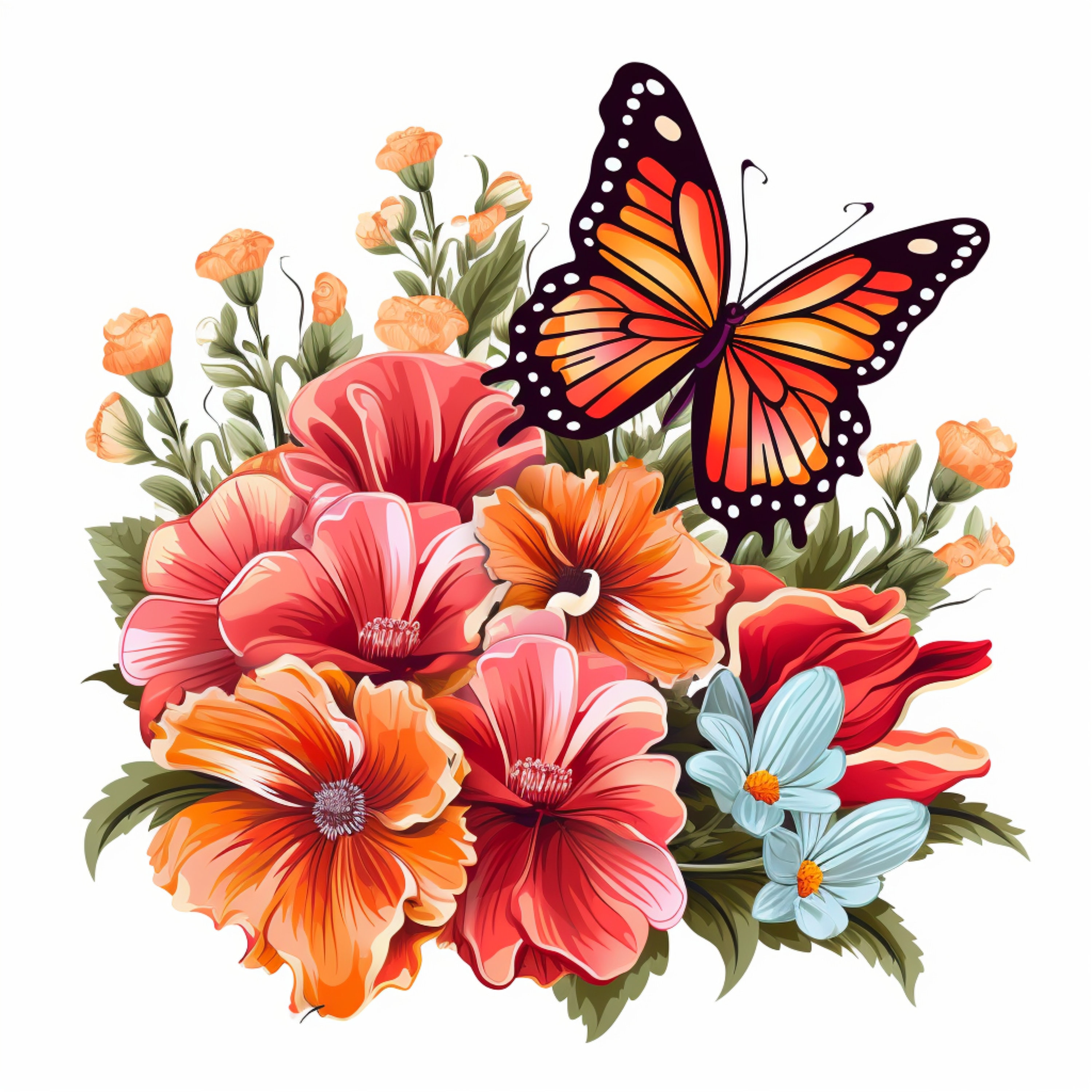 Flowers Butterfly Clipart 10 High Quality Jpgs Nursery Art Card Making ...