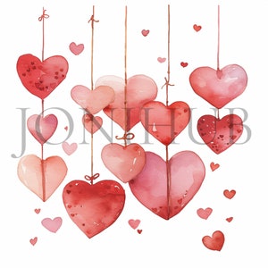 Hanging Hearts Clipart | 10 High Quality Jpg's | Digital Download ...